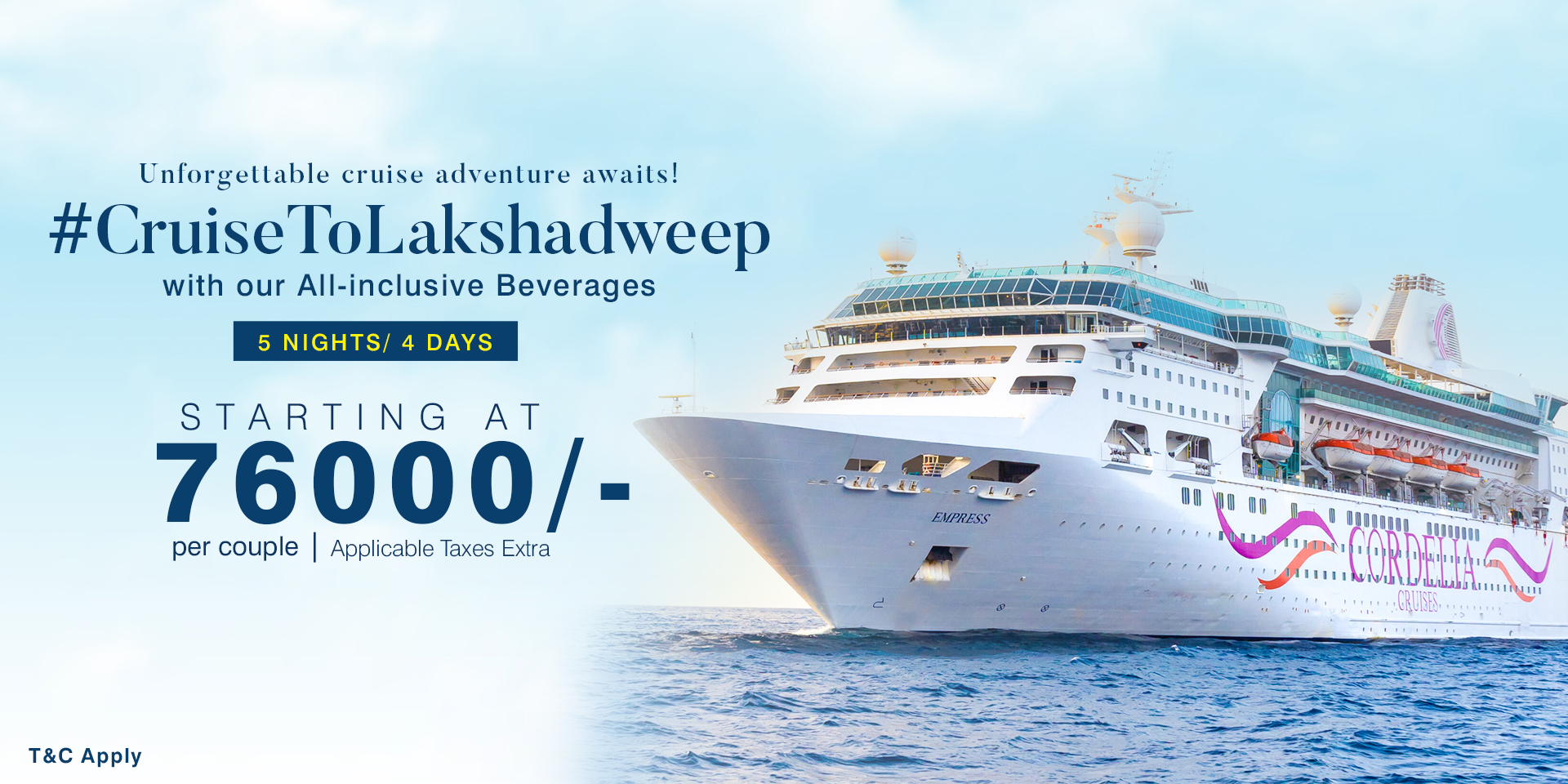 Cordelia Cruises Package from India | Mercury Travels